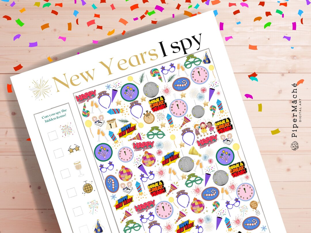 New Years Eve Printable I Spy Activity, I Spy Activity, Printable NYE ...