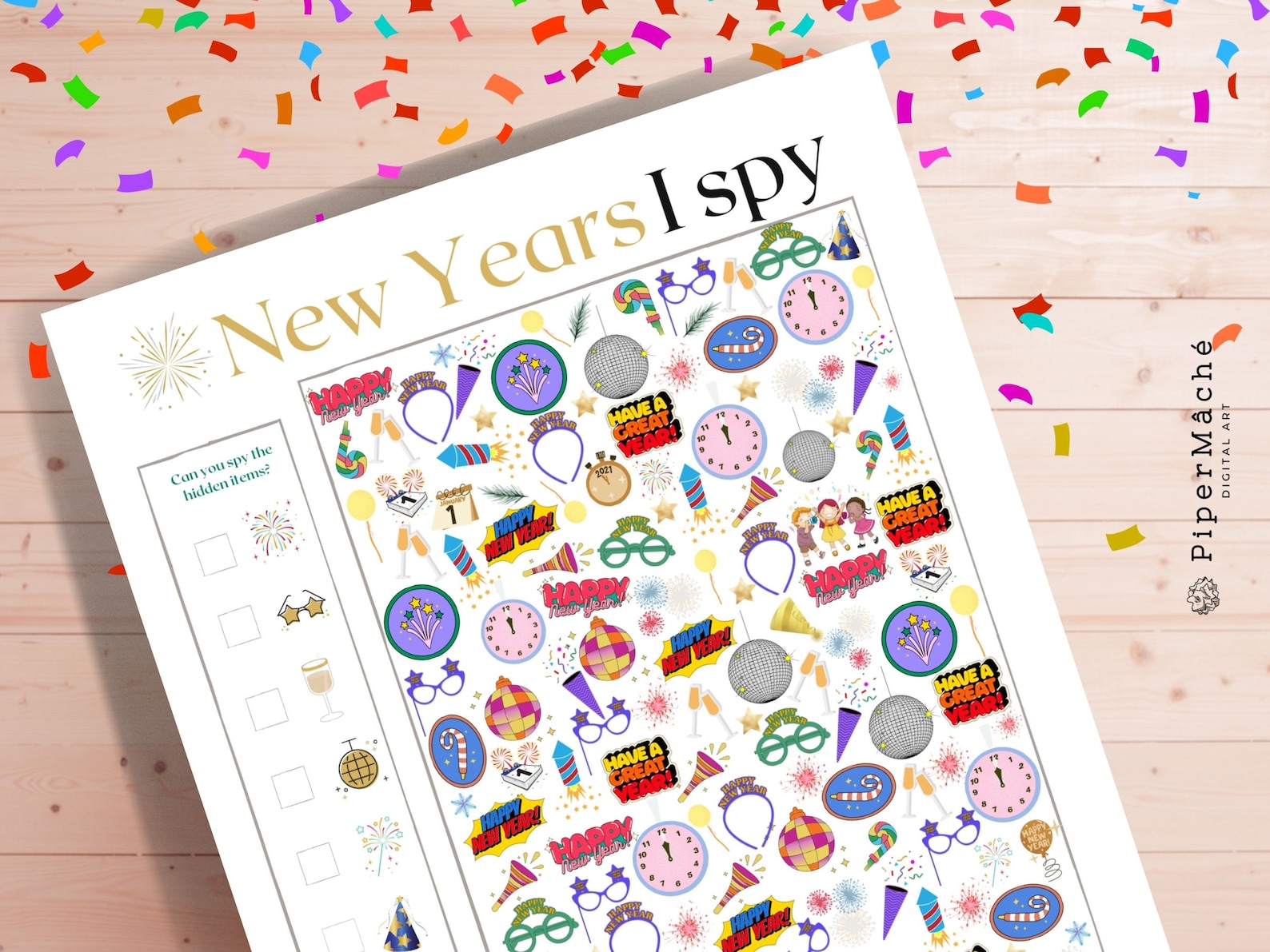 New Years Eve Printable I Spy Activity, I Spy Activity, Printable NYE ...