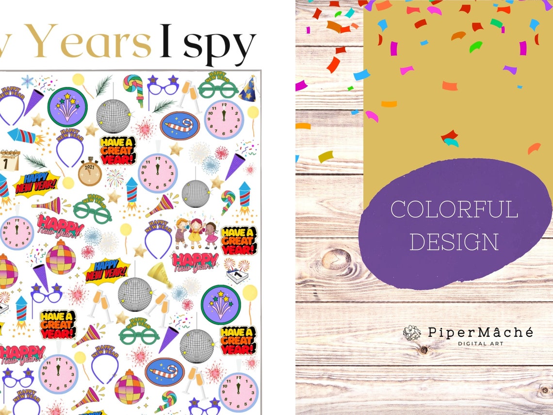 New Years Eve Printable I Spy Activity, I Spy Activity, Printable NYE ...