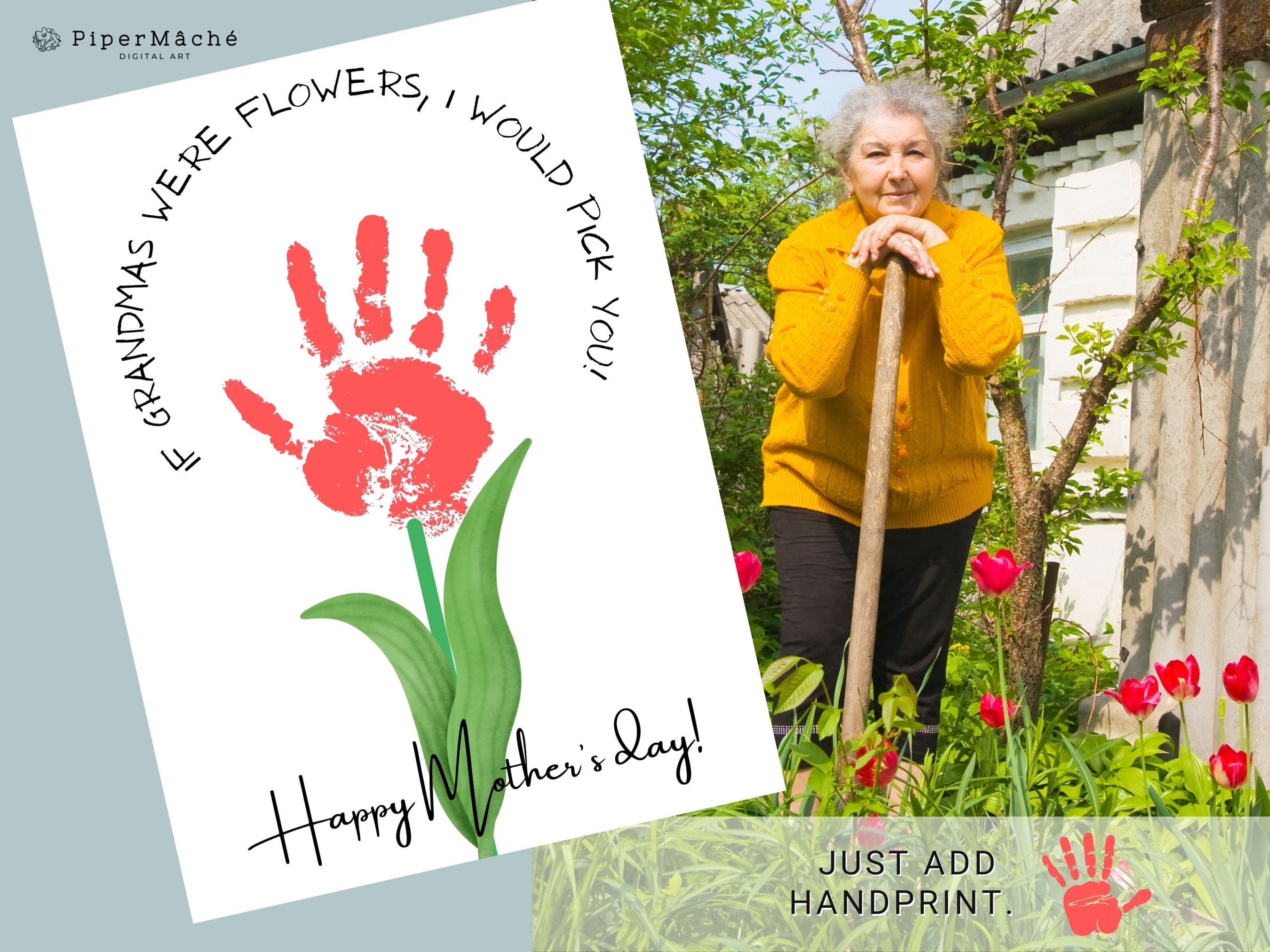 Mother's Day Handprint Art for Grandmas, Handprint Art for Kids Grandma ...