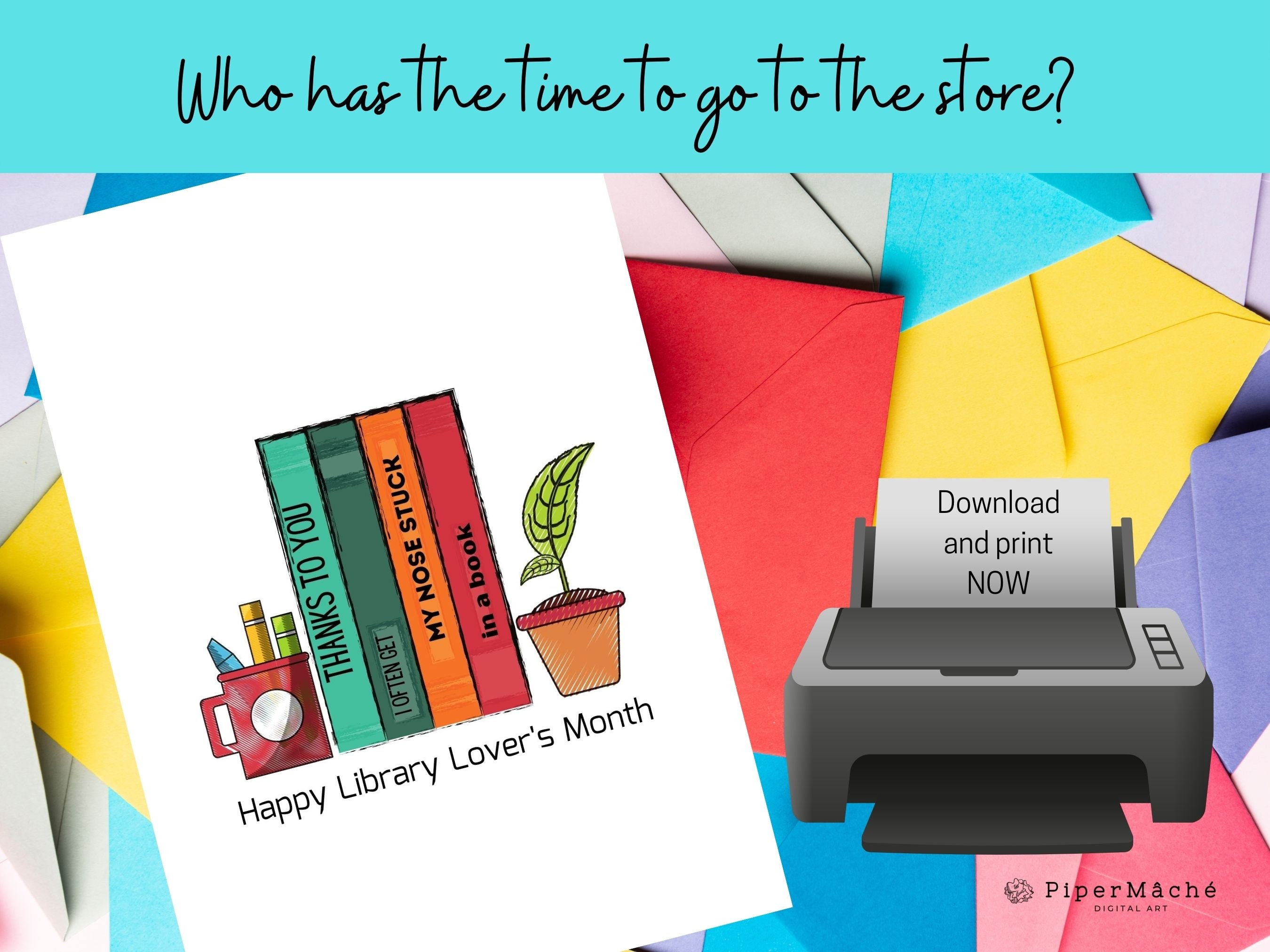 Printable Library Lover's Month Card (february), Book Lovers, Library ...