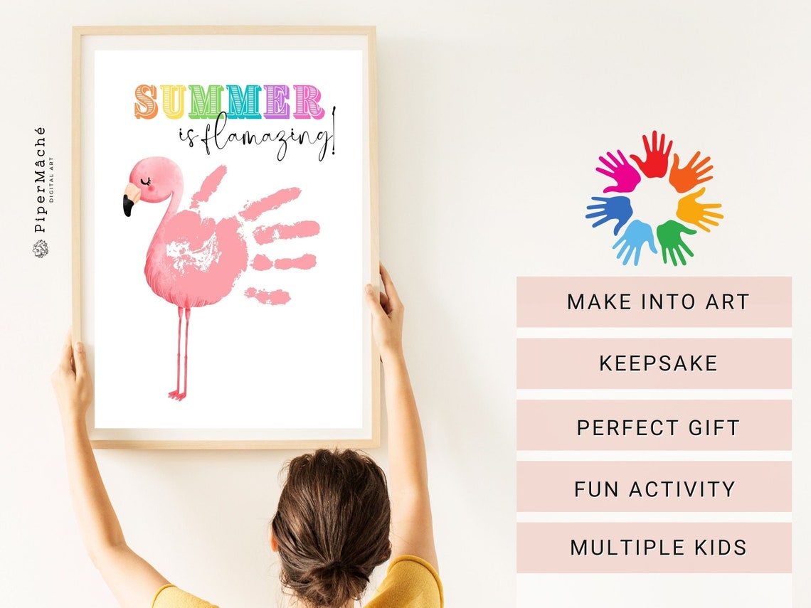 Summer Flamingo Handprint Craft Kids Handprint Art Keepsake Handprint ...