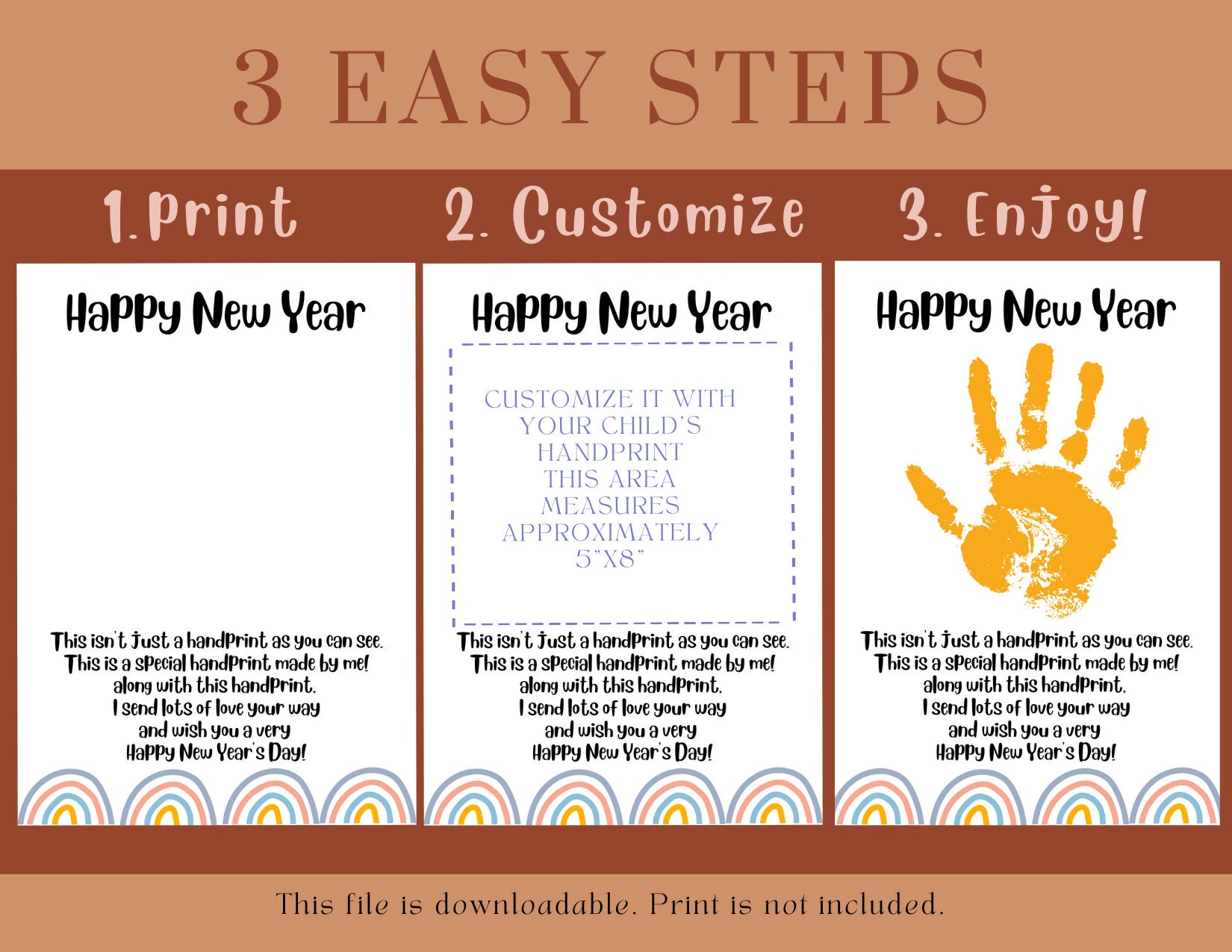 New Year Kids Handprint Art, Printable Kids Craft, New Year's Eve 2022 ...