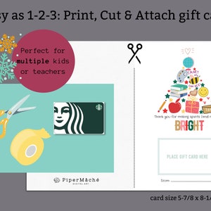 Holiday Gift Card Holder for Teachers, Teacher Appreciation Printable ...