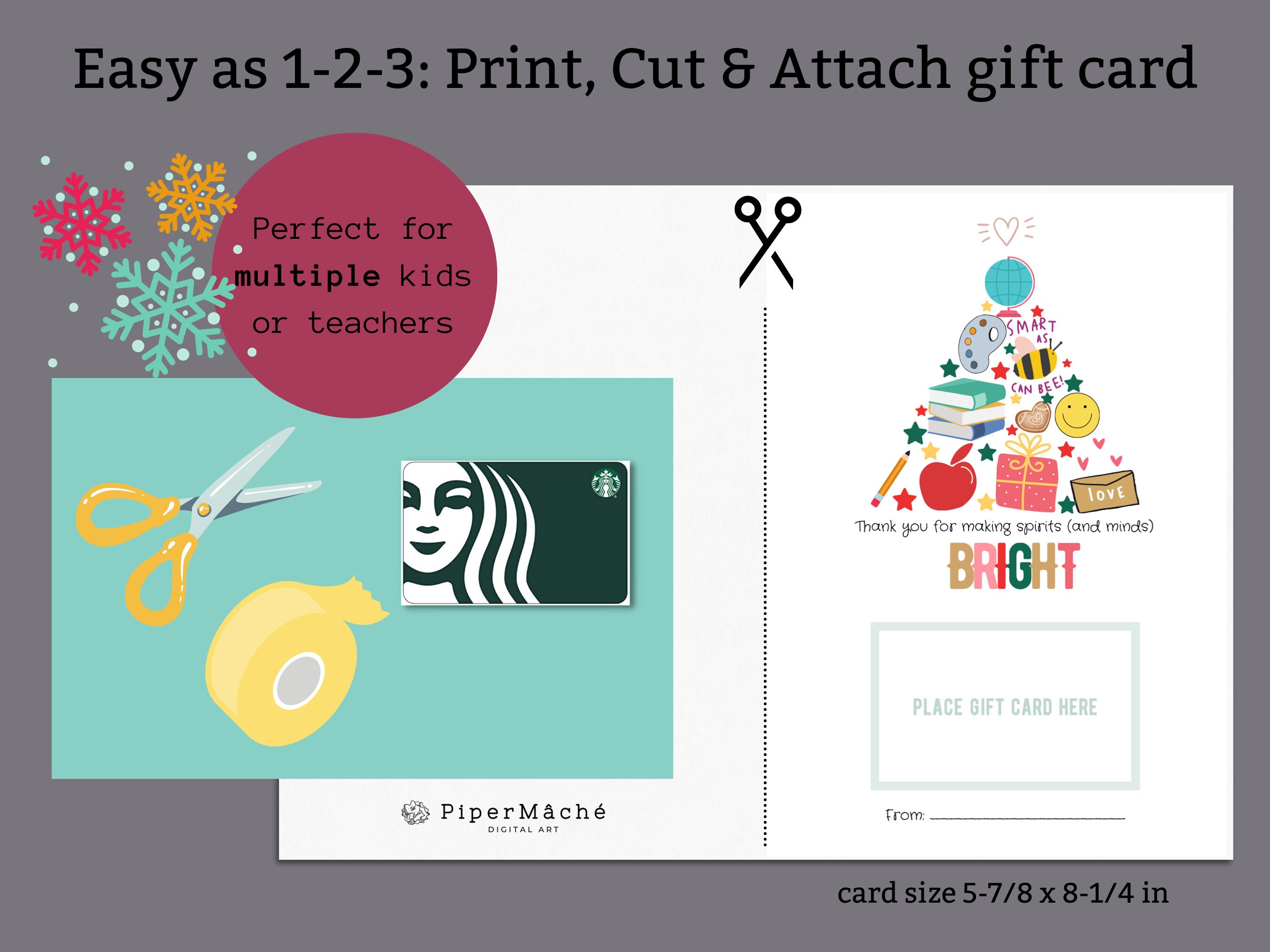Holiday Gift Card Holder for Teachers, Teacher Appreciation Printable ...