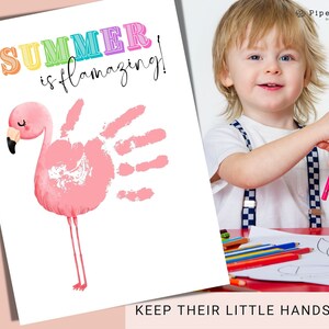 Summer Flamingo Handprint Craft Kids Handprint Art Keepsake Handprint ...