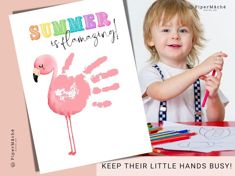 Summer Flamingo Handprint Craft Kids Handprint Art Keepsake Handprint ...