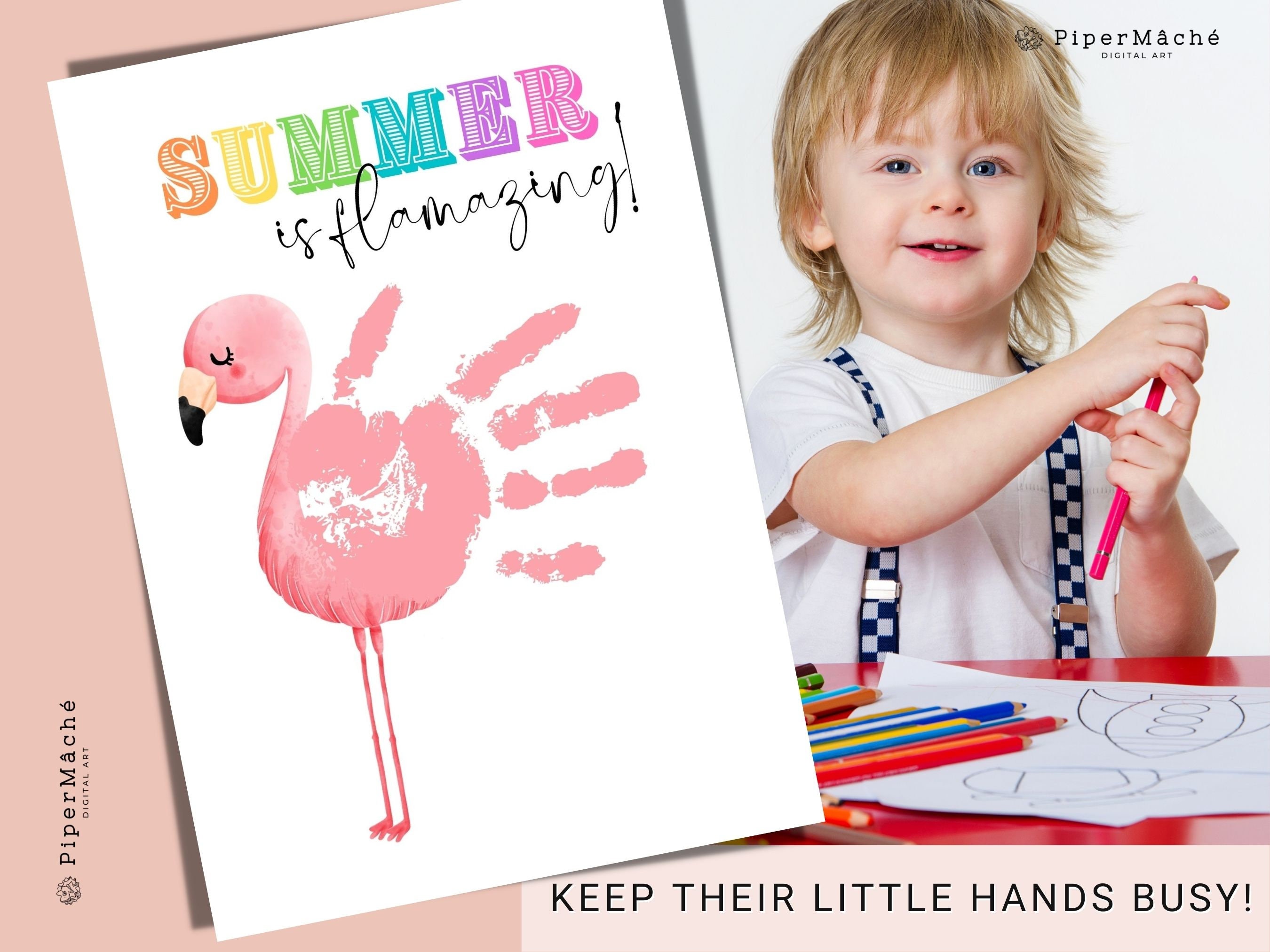 Summer Flamingo Handprint Craft Kids Handprint Art Keepsake Handprint ...