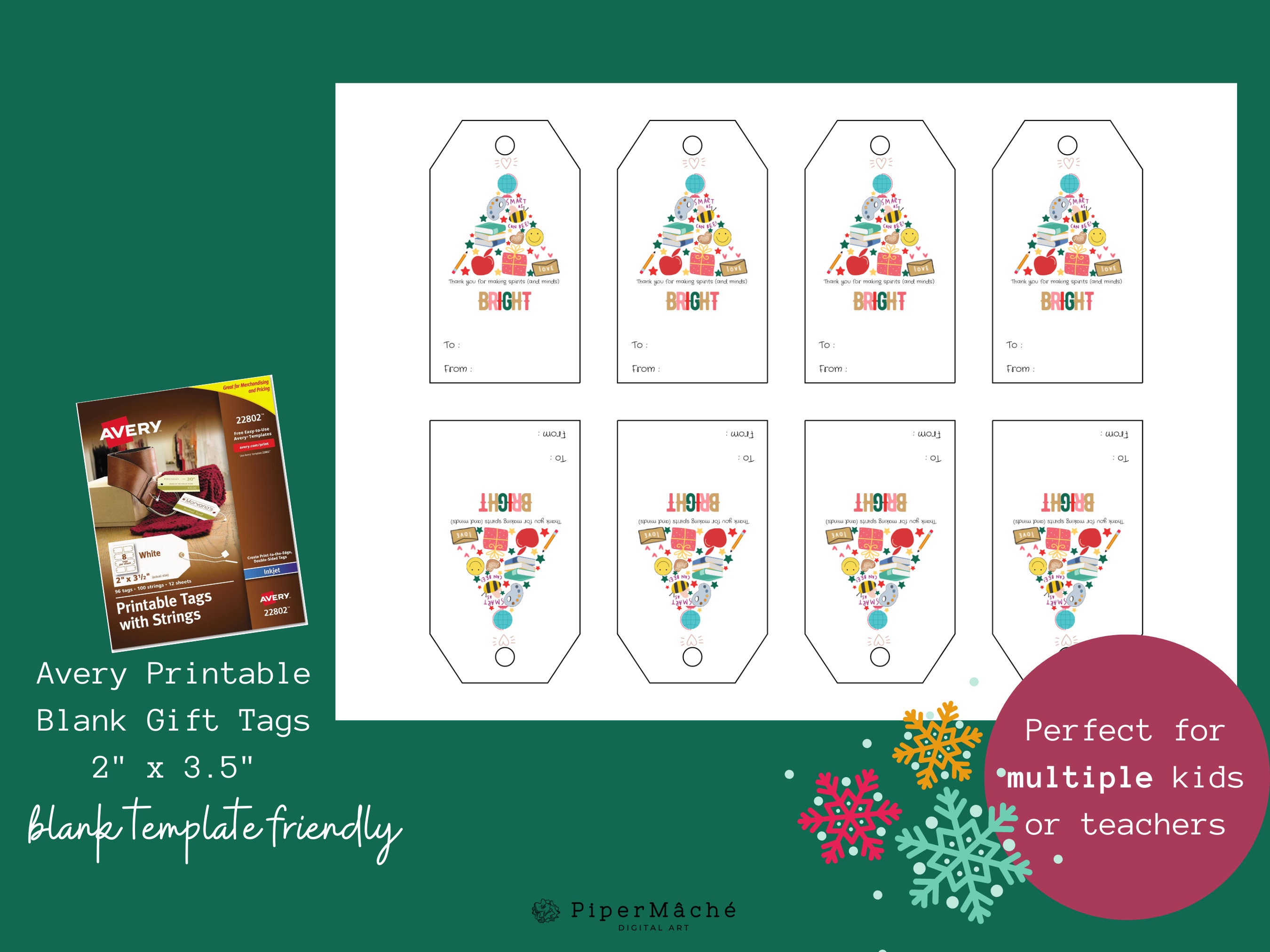 Christmas Gift Tag for Teachers Avery 22802 Template Friendly, Holiday ...