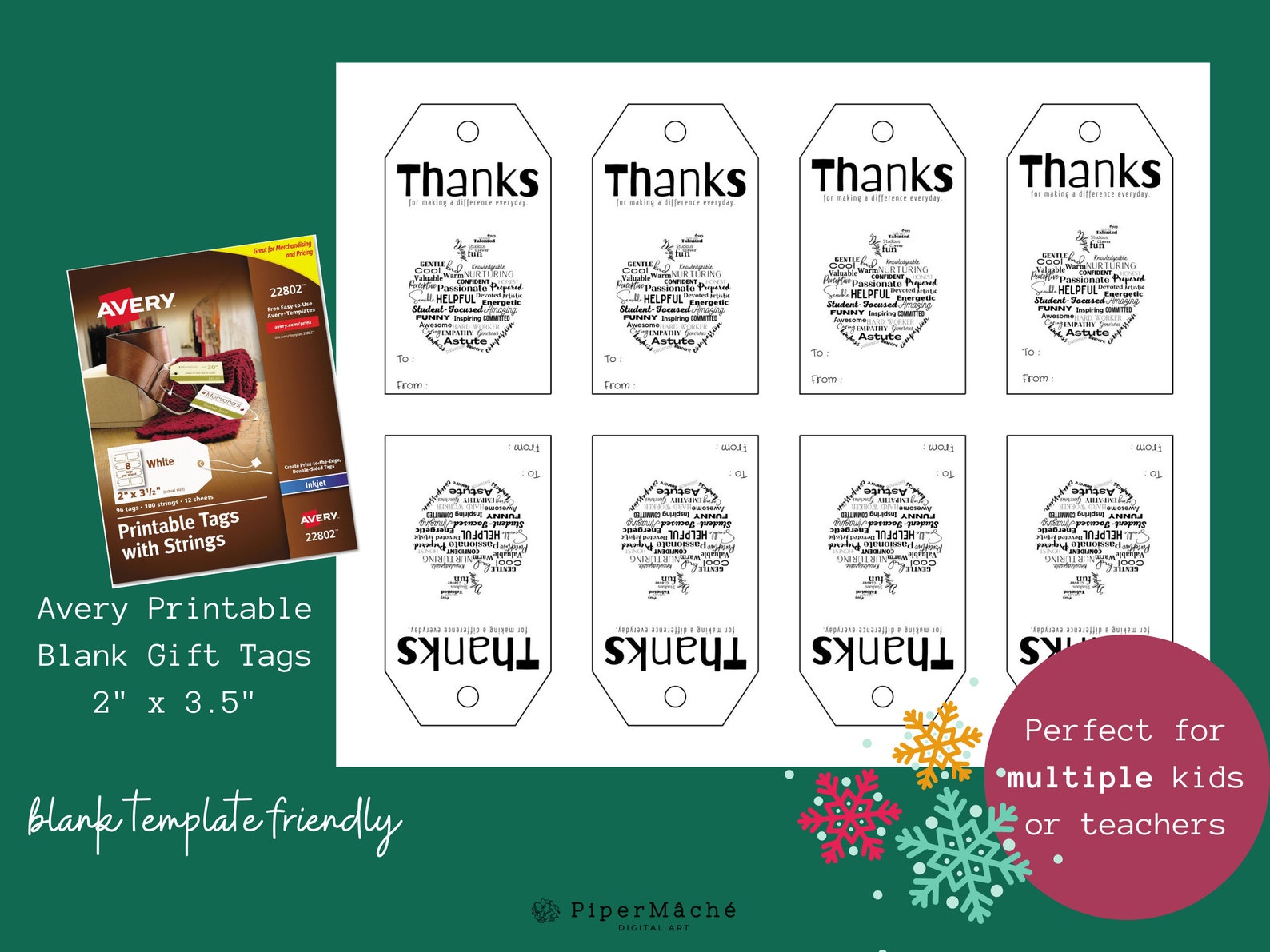 Printable Gift Tag for Teachers - Avery 22802 Template Friendly, Thanks ...