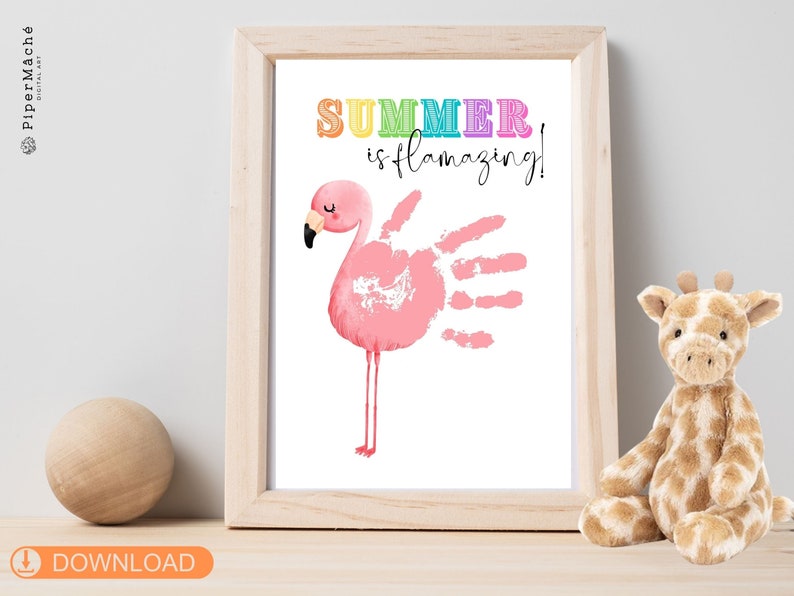 Summer Flamingo Handprint Craft Kids Handprint Art Keepsake Handprint ...