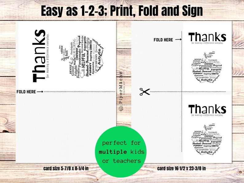 Printable Word Art Teachers Thank You Card, Apple, Year End Teacher ...