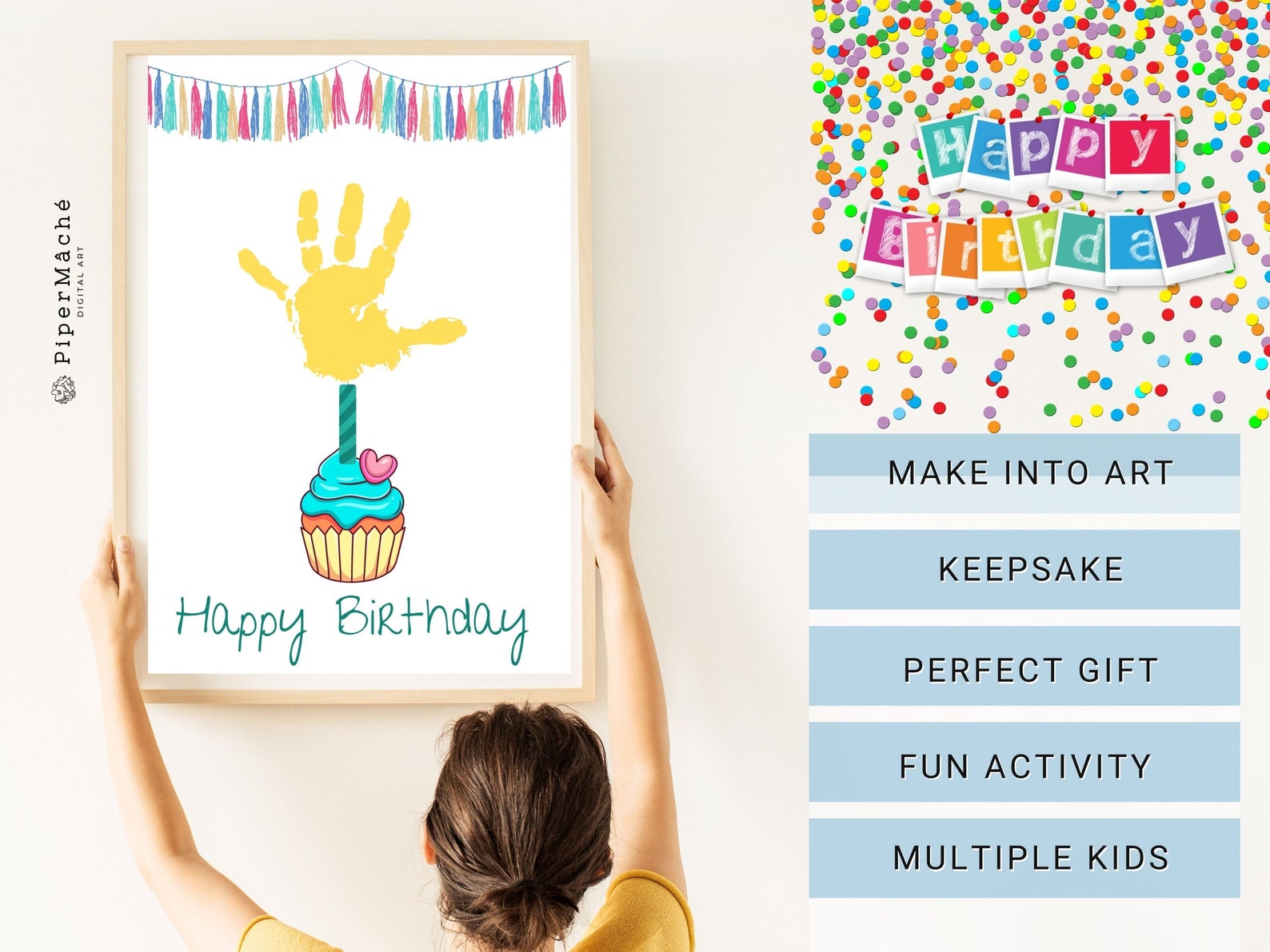 Happy Birthday Handprint Kids Art Happy Birthday Card - Etsy