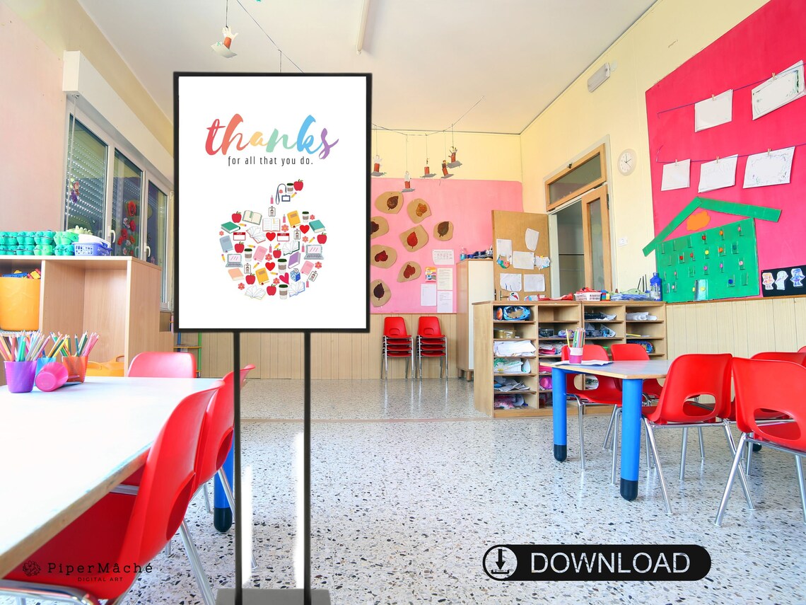 Printable Teacher Appreciation Sign Thank You Sign Teacher - Etsy