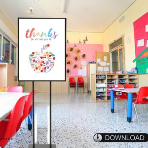 Printable Teacher Appreciation Sign, Thank You Sign Teacher Gift ...