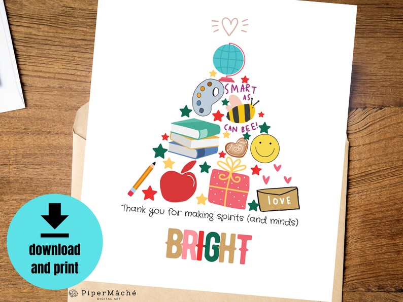 Printable Christmas Card for Teachers | Teacher Gift | Teacher ...