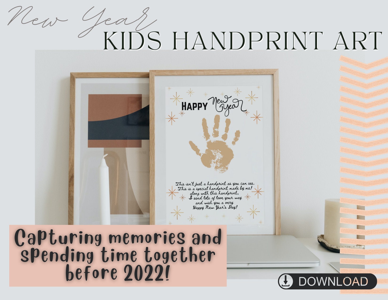 New Year Kids Handprint Art, Printable Kids Craft, New Year's Eve 2022 ...