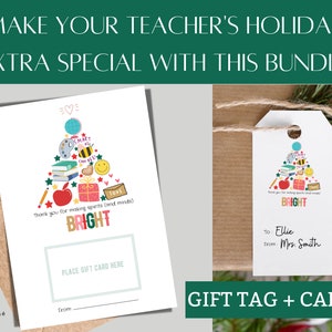 Holiday Gift Card Holder for Teachers, Teacher Appreciation Printable ...