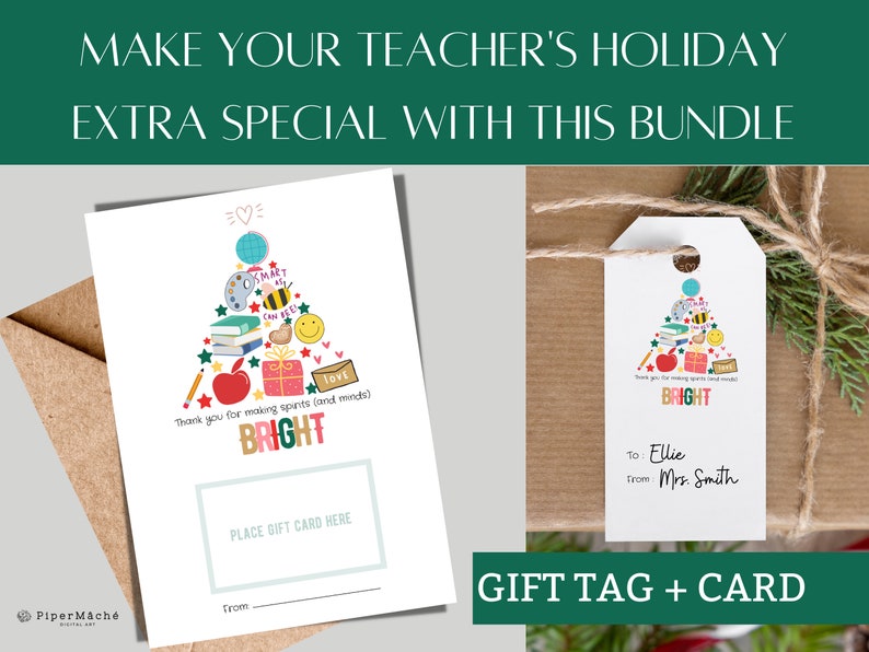 Holiday Gift Card Holder for Teachers, Teacher Appreciation Printable ...