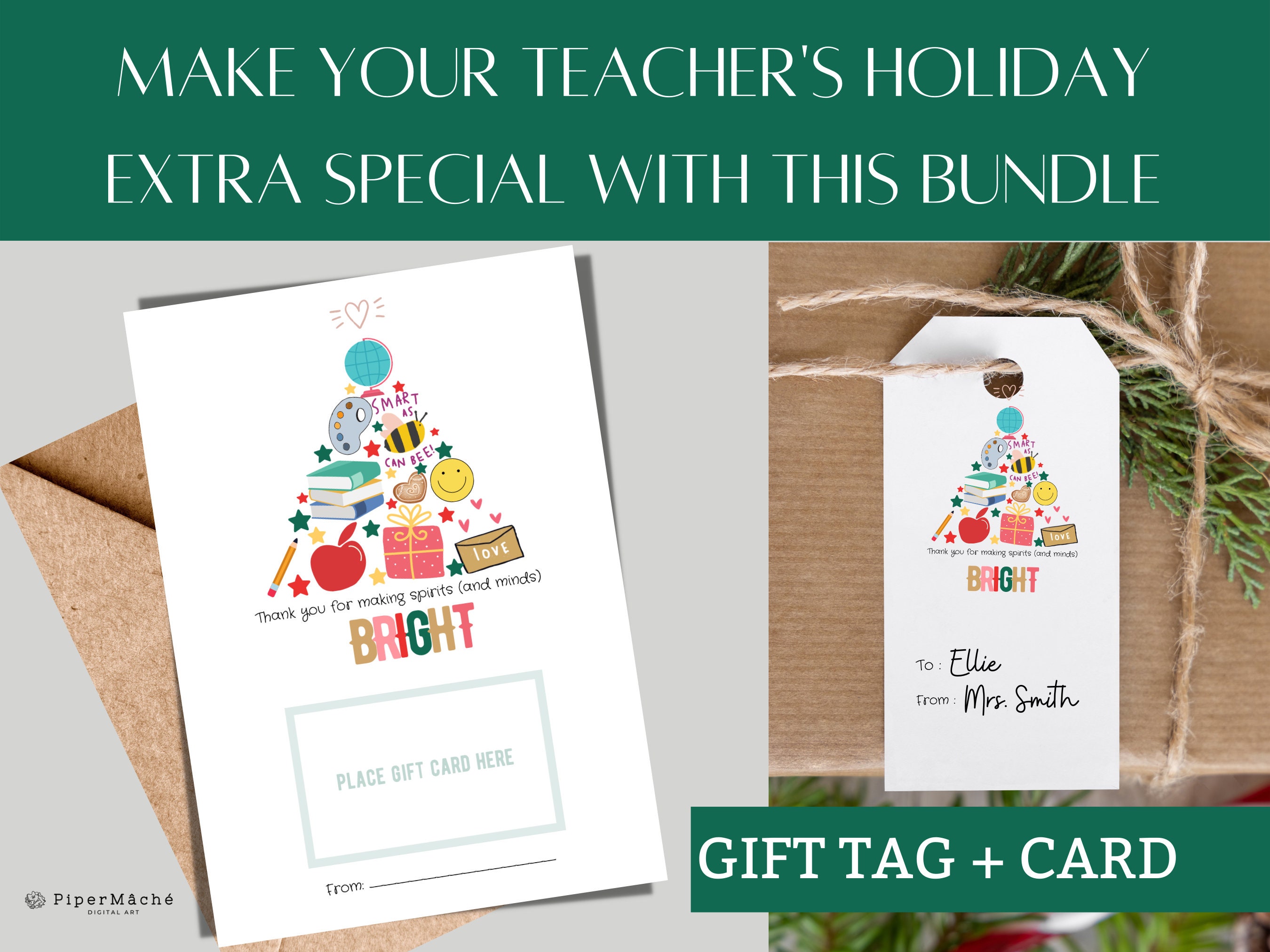 Holiday Gift Card Holder for Teachers, Teacher Appreciation Printable ...
