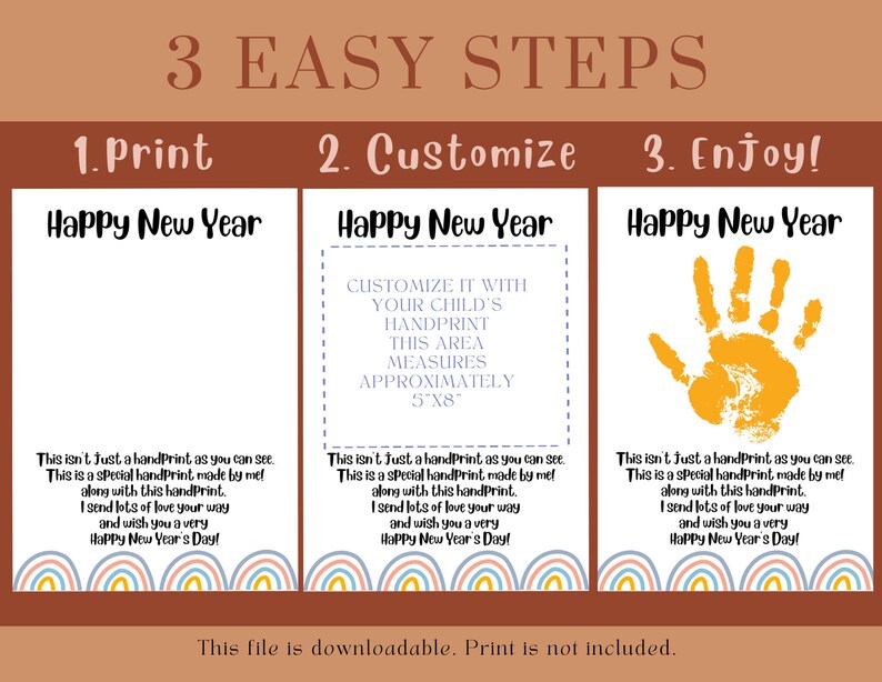 New Years Printable Kids Handprint Art, Handprint Projects, Fingerprint ...
