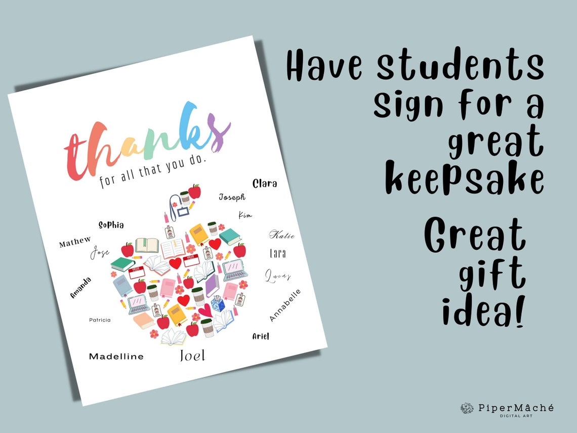Printable Teacher Appreciation Sign Thank You Sign Teacher - Etsy