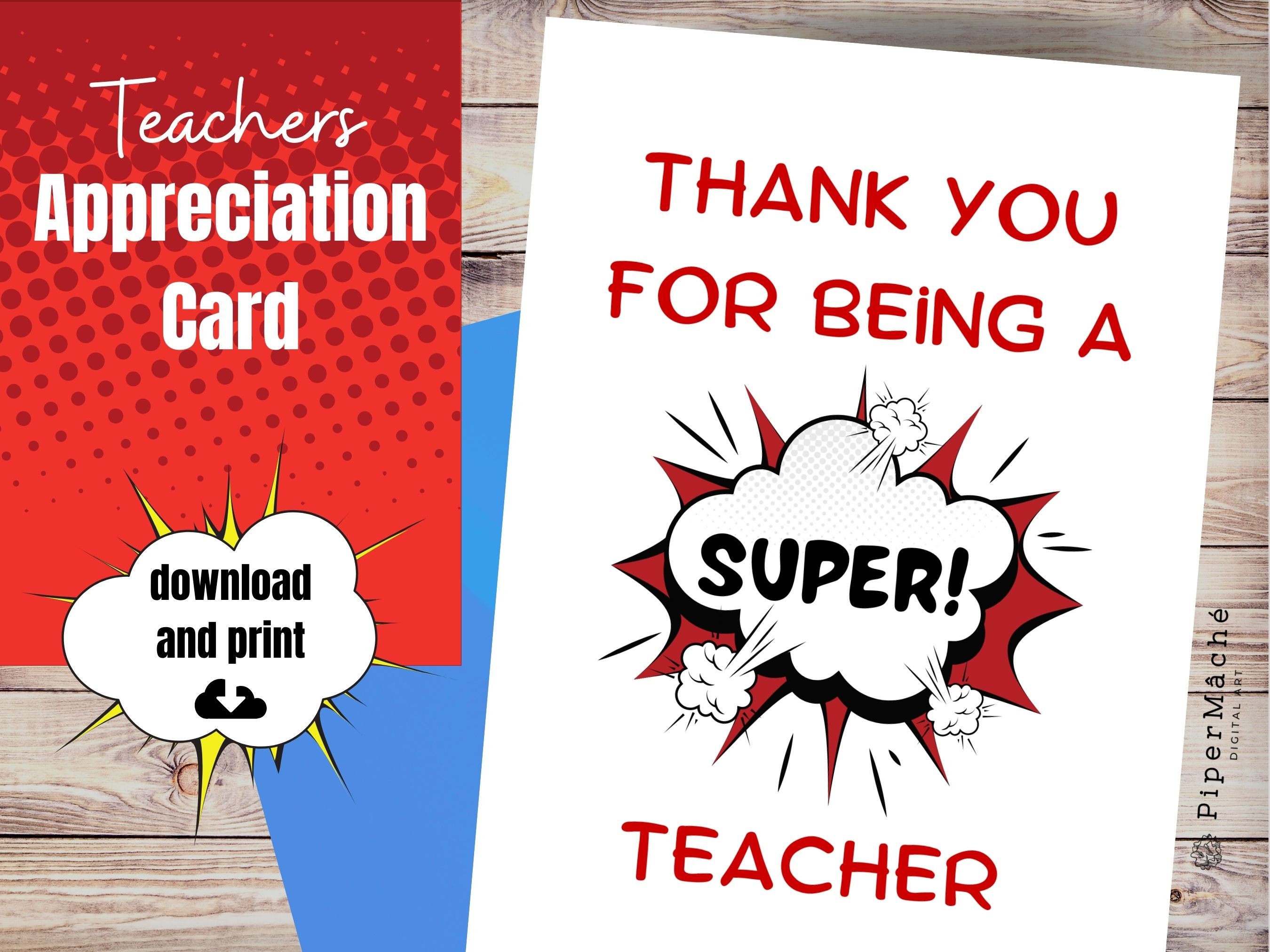 Printable Superhero Teacher Thank You Card, Superhero, Teacher Thank ...