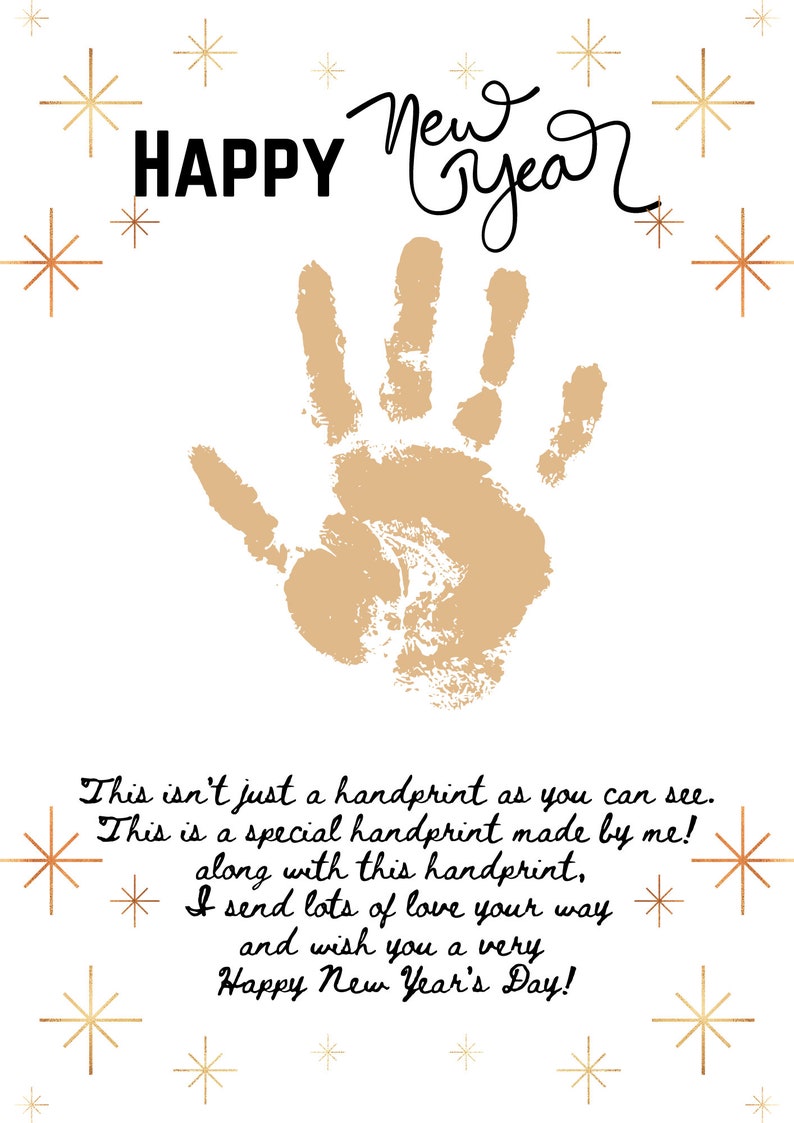 New Year Kids Handprint Art, Printable Kids Craft, New Year's Eve 2022 ...