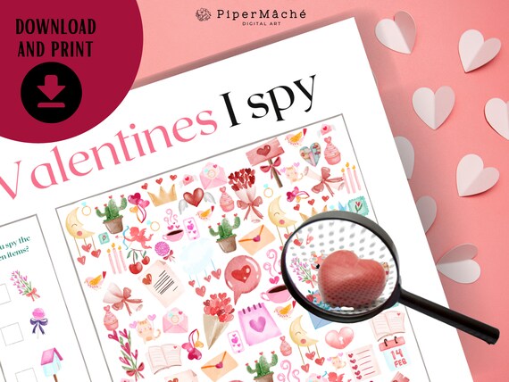 Valentines Printable I Spy Activity I Spy Activity Printable | Etsy