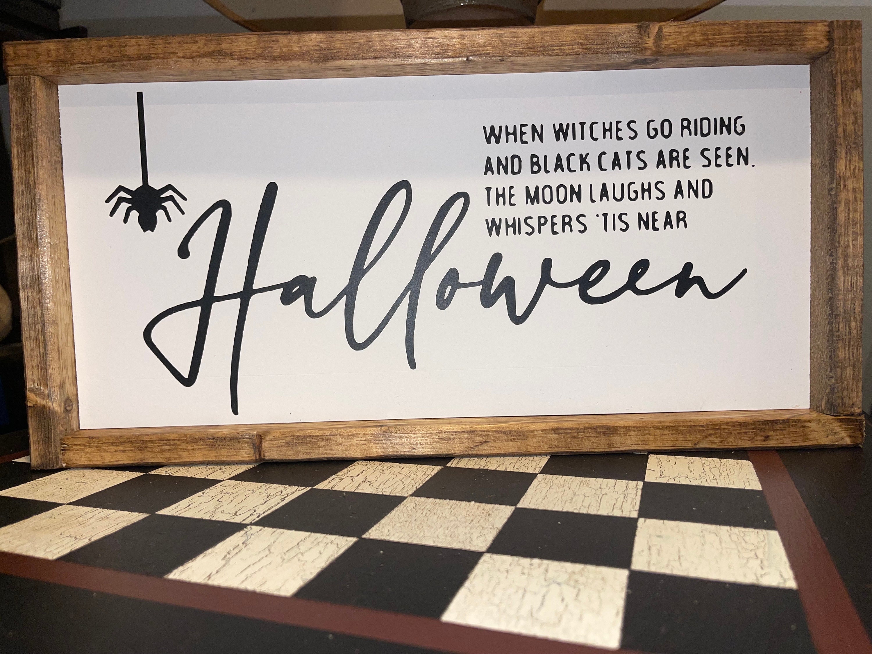 Halloween Witches Go Riding, Black Cats Are Seen, Moon Laughs Sign - Etsy