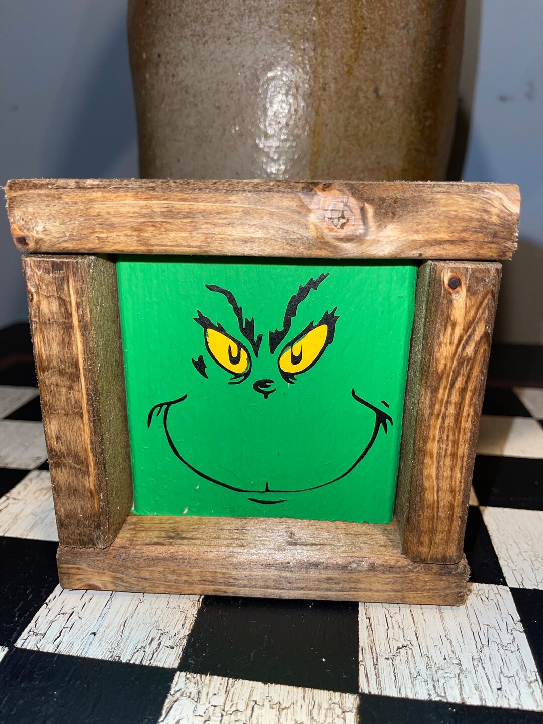 TINY Christmas Grinch Face Shelf Sitter - Etsy