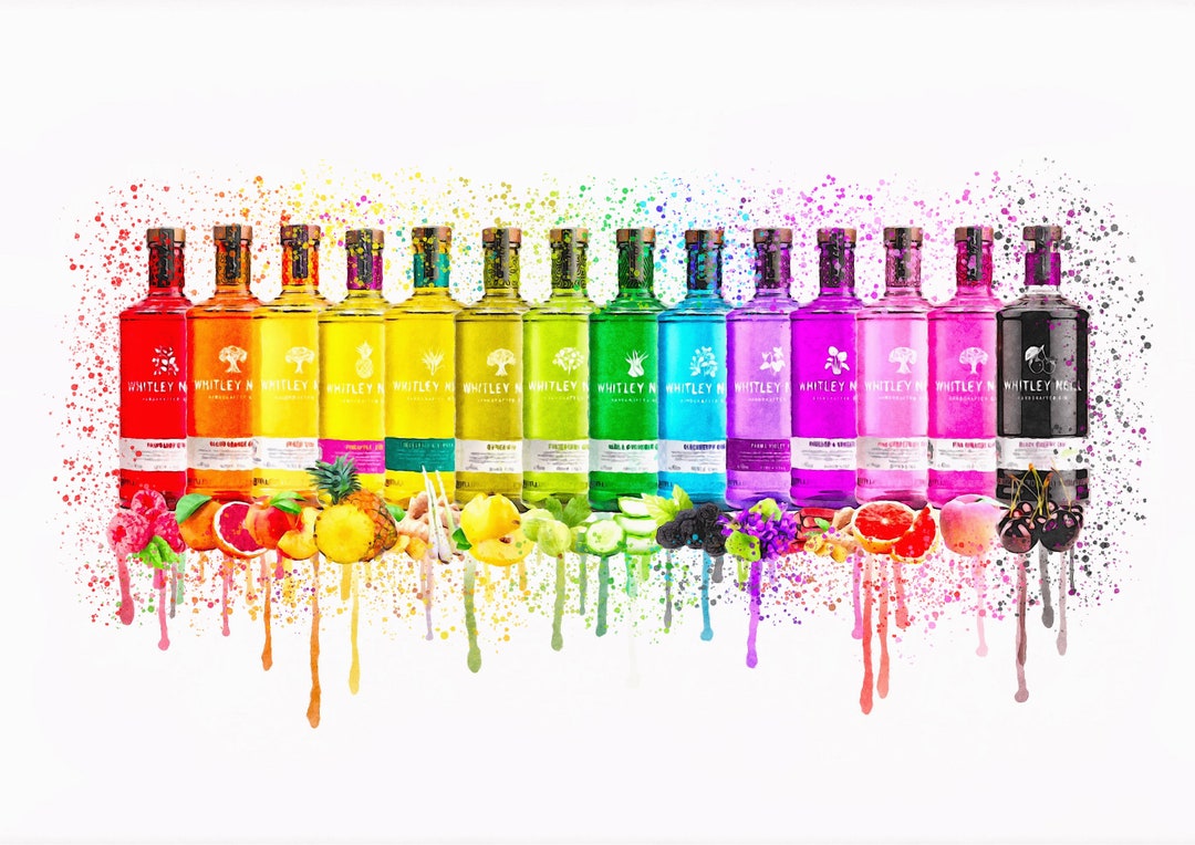 Art Print Picture Colourful Watercolour - Gin ‘whitley Neil’ - Alcohol ...