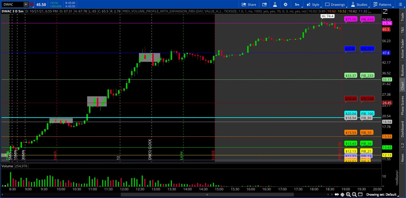 THINKORSWIM Previous Day Volume Profile With EXPANTION LEVELS - Etsy
