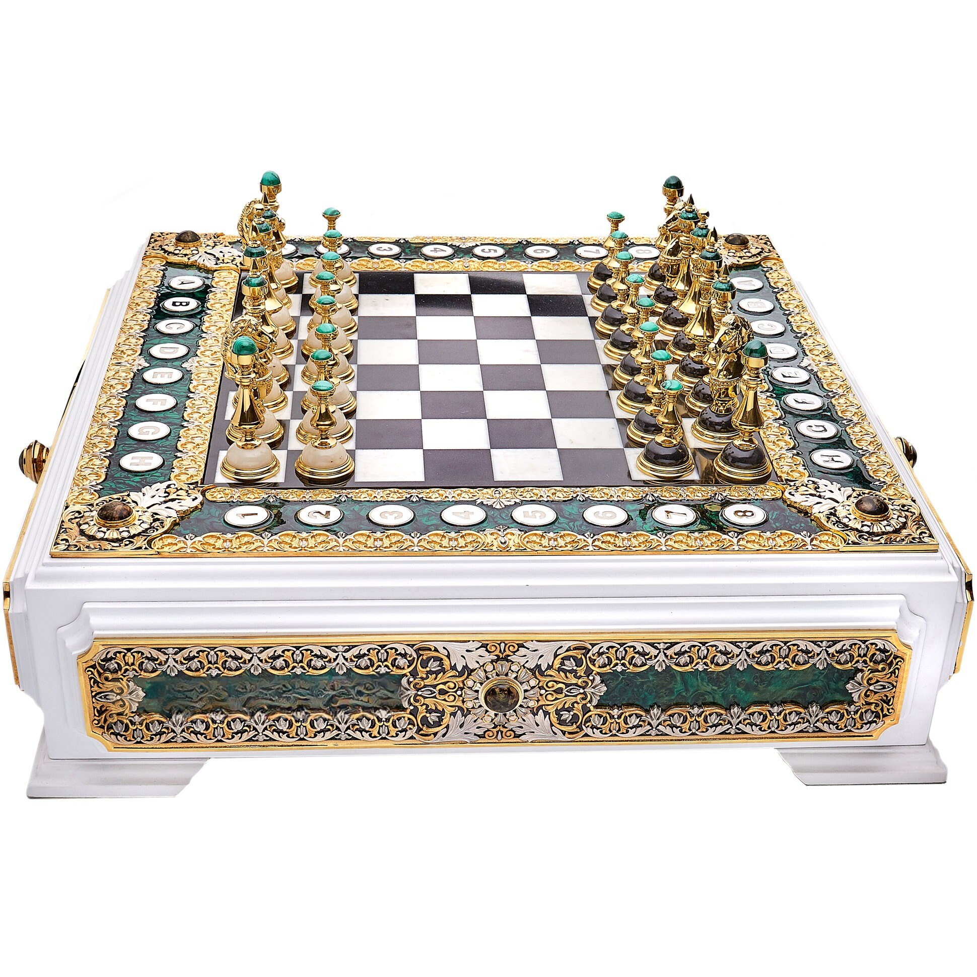 Chess Box Made of Wood malachite Luxury Gift With Storage Best Gift Vip ...