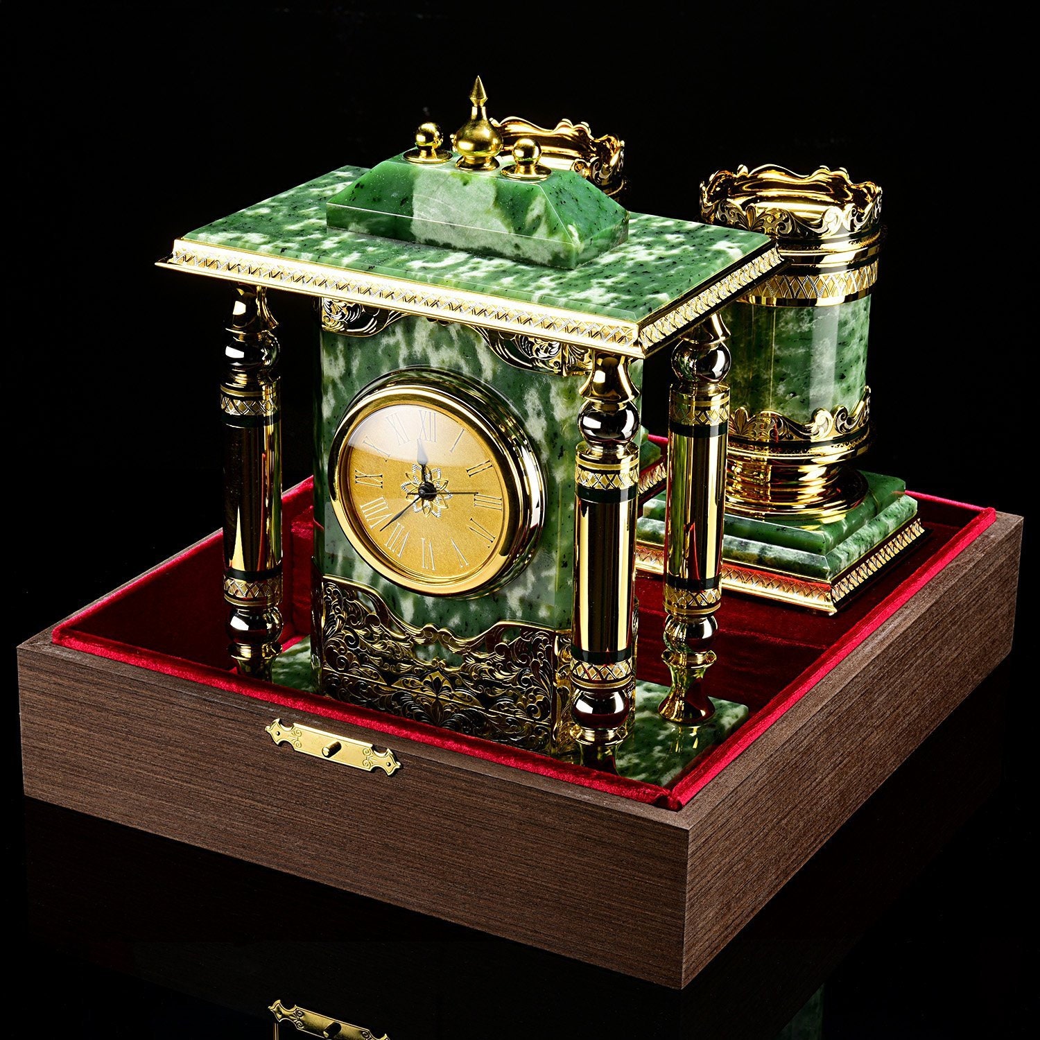 Desk Set for THE HEAD emperor Jade, Brass, Blackening, Silvering ...