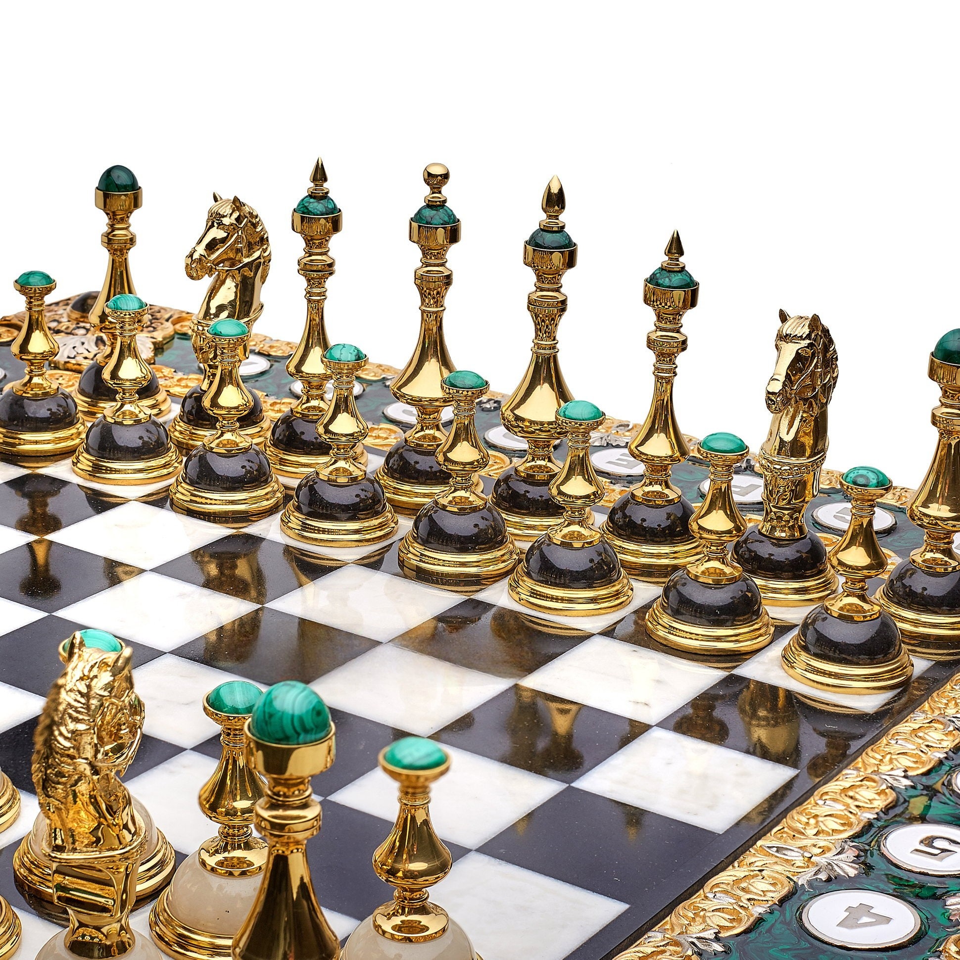 Chess Box Made of Wood malachite Luxury Gift With Storage Best Gift Vip ...