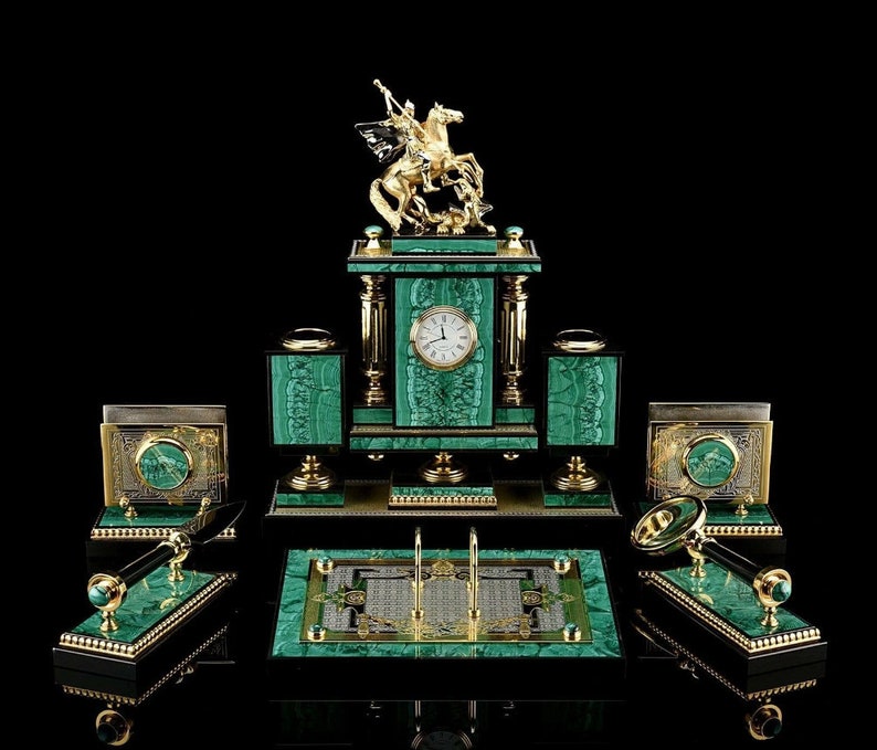 Luxury Desk Set Vip Gift Malachite Dolerite Desk Accessories Best Gift ...