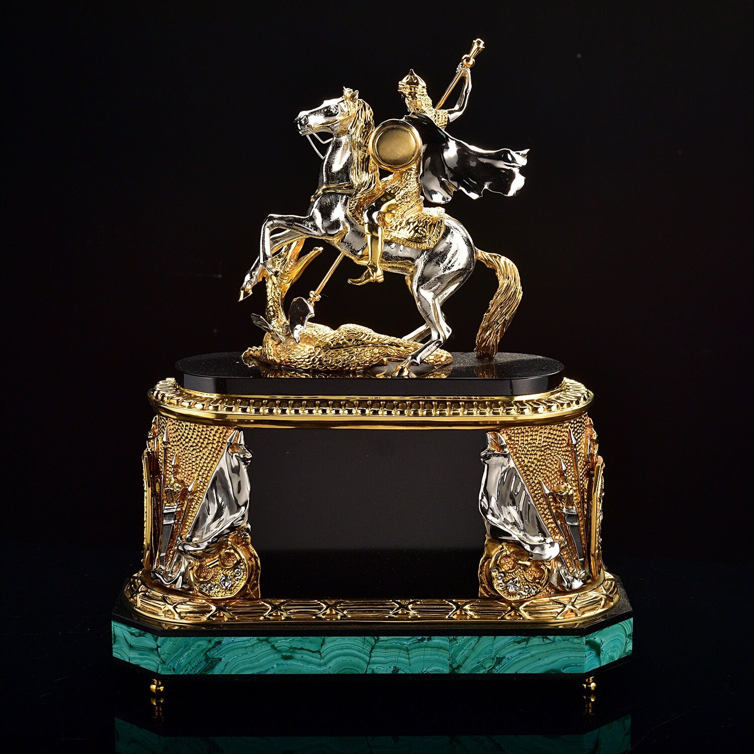 Clock From Natural Stone Malachite george THE Victorious Best Gift ...