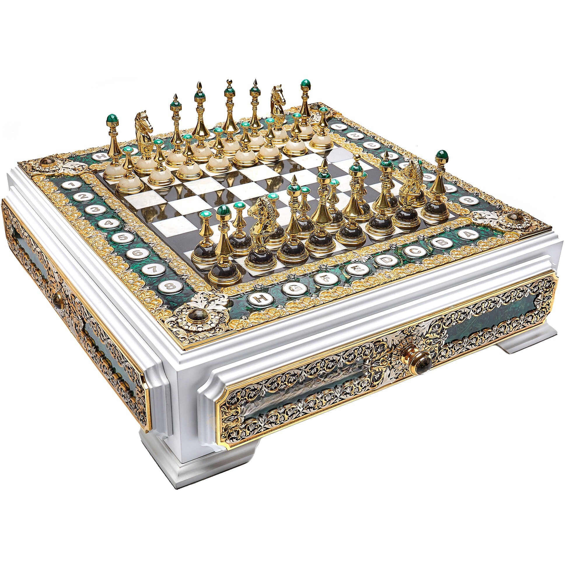 Chess Box Made of Wood malachite Luxury Gift With Storage Best Gift Vip ...