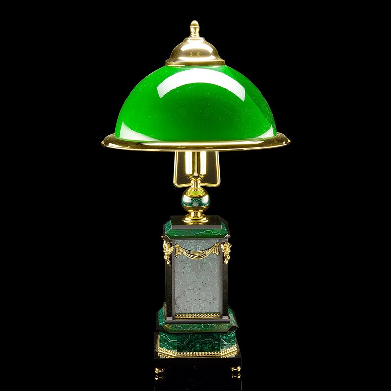 Desk Set for EXECUTIVES With Lamp eagle Bronze, Brass, Malachite ...