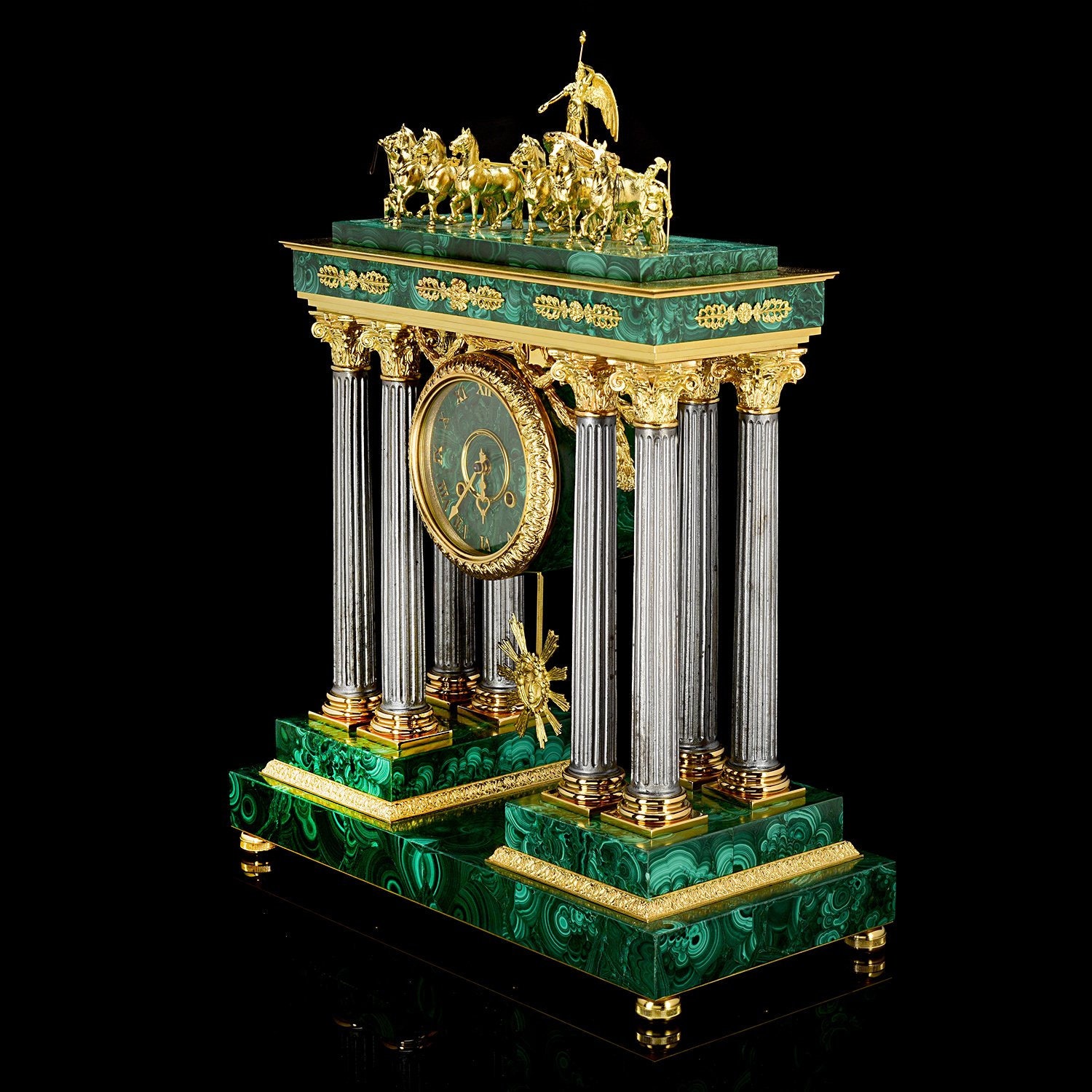 Stone Clock the TRIUMPHAL Arch Natural Stone Malachite Bronze, Gilding ...
