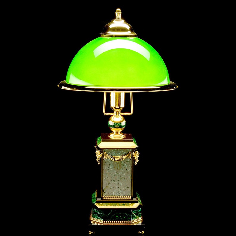 Desk Set for EXECUTIVES With Lamp eagle Bronze, Brass, Malachite ...
