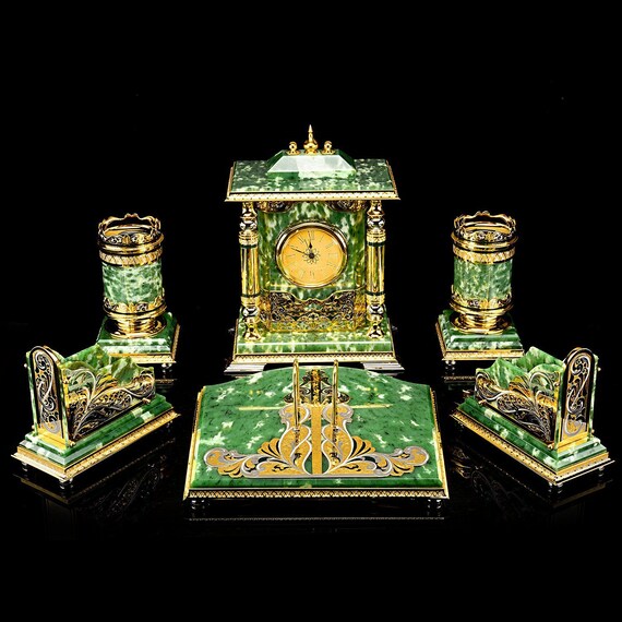 Desk Set for THE HEAD emperor Jade Brass | Etsy