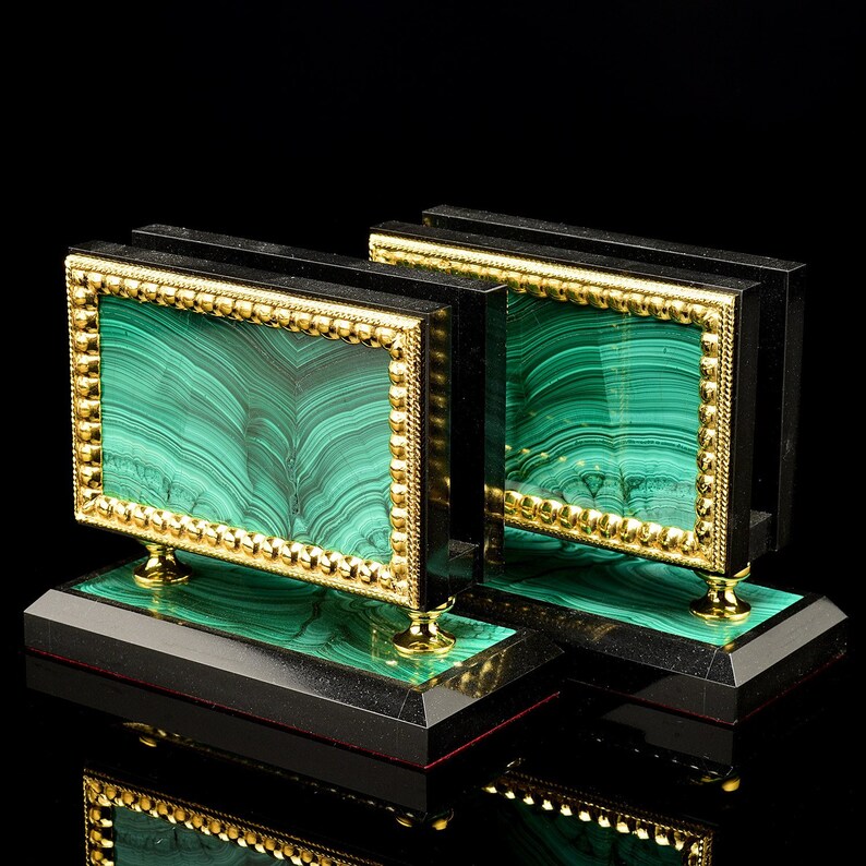 Desk Set for EXECUTIVES With Lamp eagle Bronze, Brass, Malachite ...