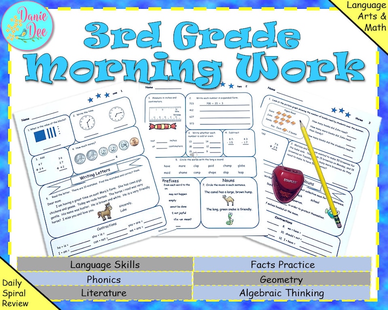 2nd Quarter - 3rd Grade Third Grade NO PREP Daily Spiral Review ...