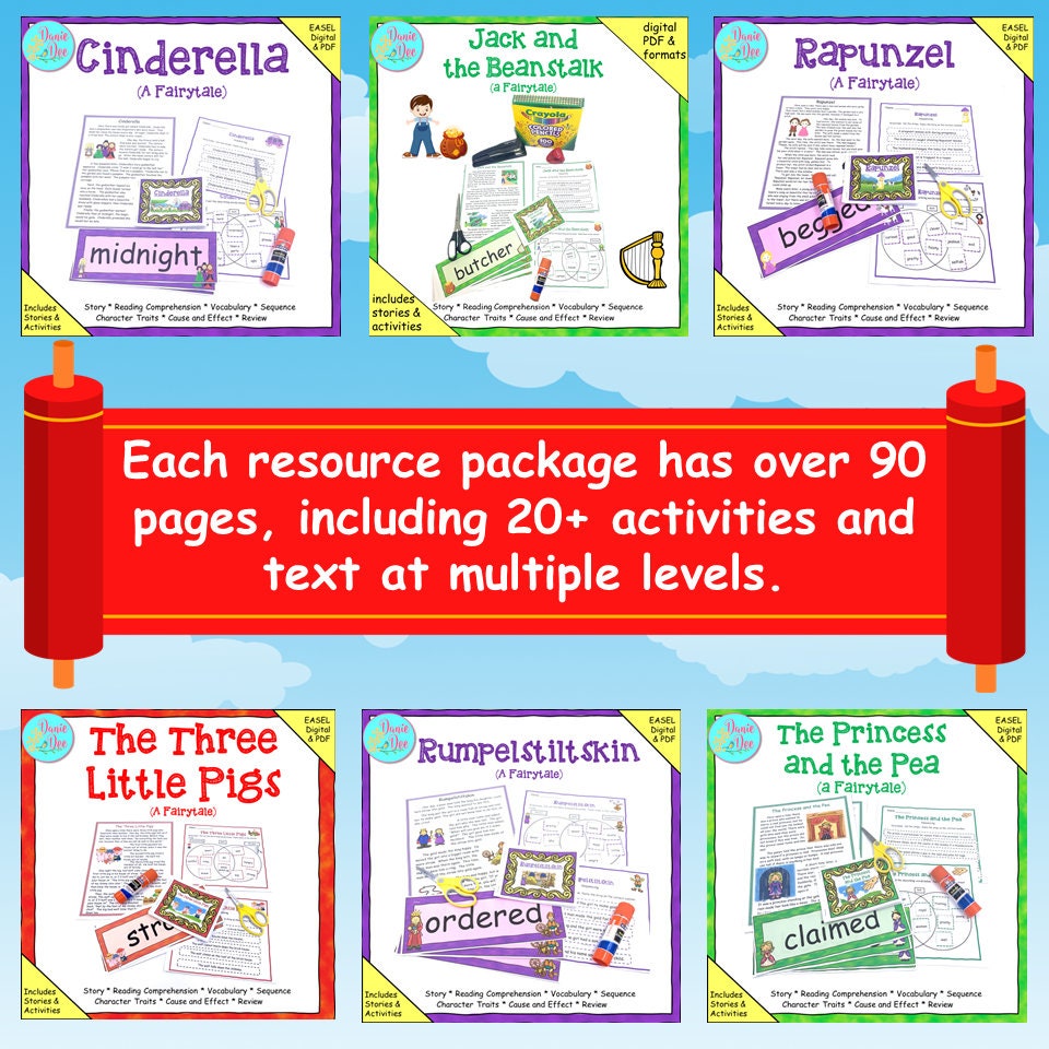 Fairy Tales Printable Books Reading Comprehension BUNDLE 1st Grade 2nd ...