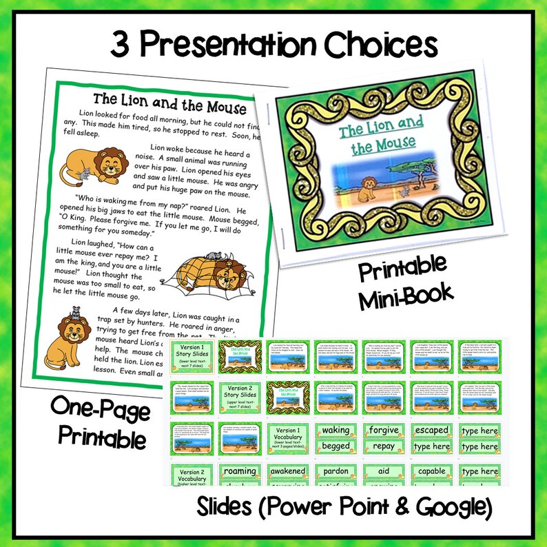 Lion and the Mouse (aesop's Fable) Reading Comprehension Activities 1st ...