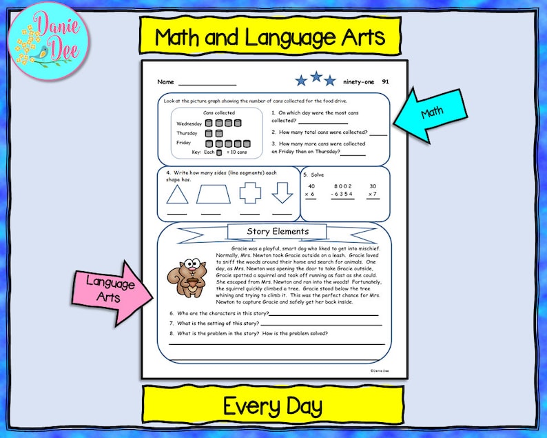 3rd Grade Morning Work: 1st Quarter Daily Math & Language Review (PDF ...
