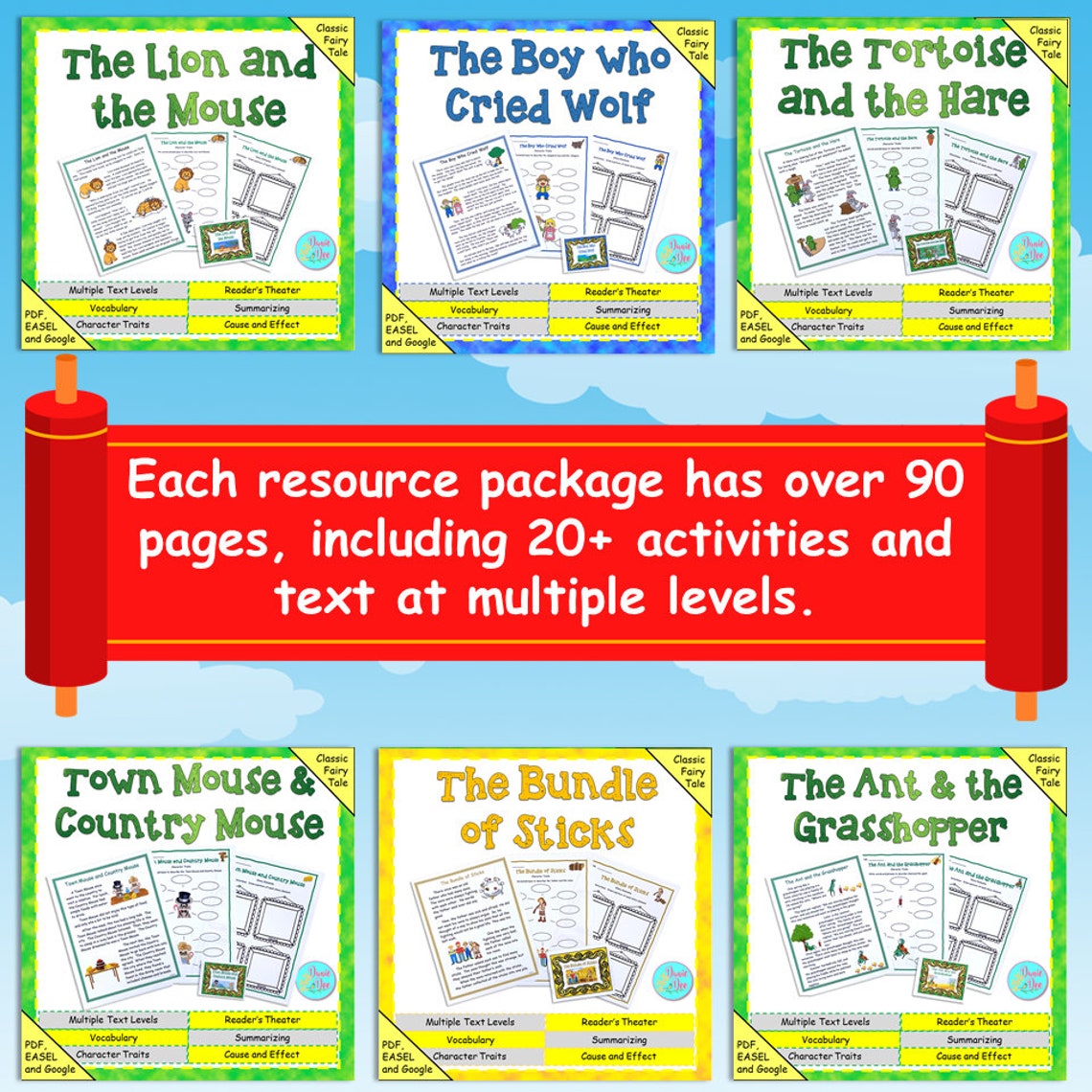 Aesop's Fables Printable Books Reading Comprehension BUNDLE 1st Grade ...