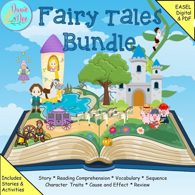 Fairy Tales Printable Books Reading Comprehension BUNDLE 1st Grade 2nd ...